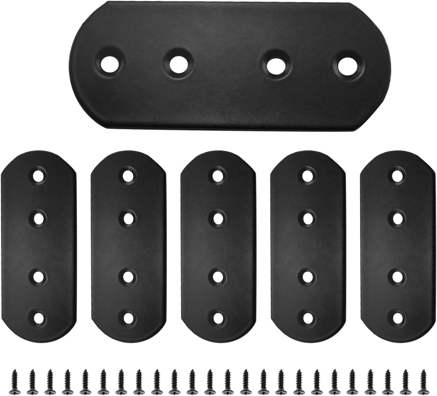 LUU-6Pcs Flat Straight Brace, 3.7" Heavy Duty Black Straight Bracket, 1 ...