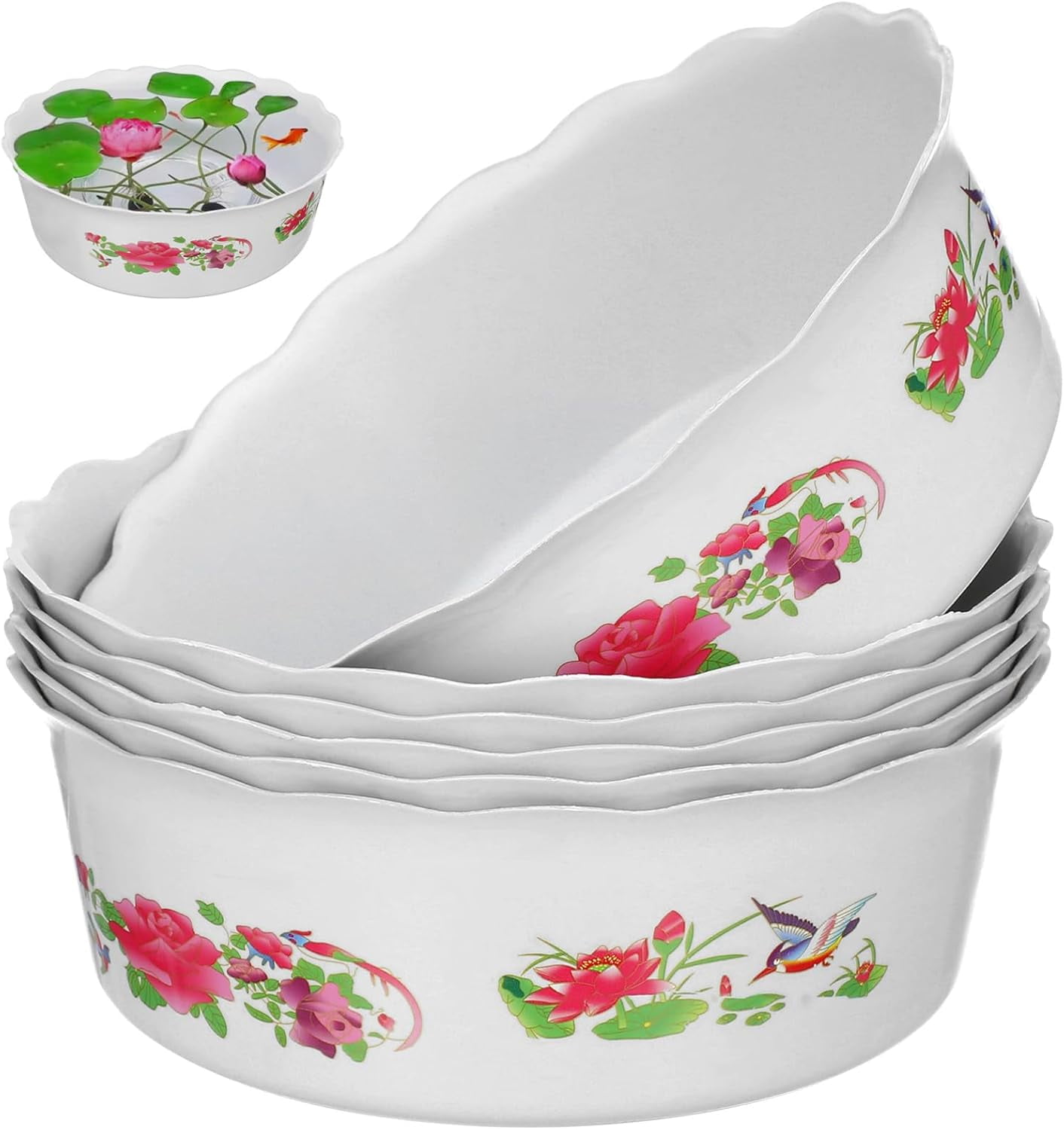 LUU-6pcs Hydroponic Planter Lotus Flower Pot,6.7 Inch Lotus Bowl ...