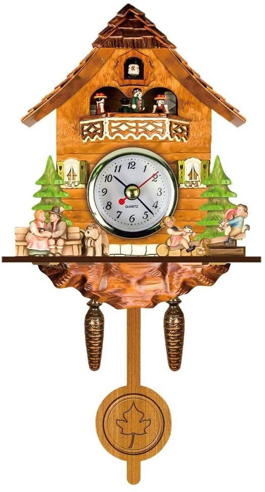 LUU-Antique Wooden Cuckoo Clock with Auto Swing Pendulum for Home Decor ...
