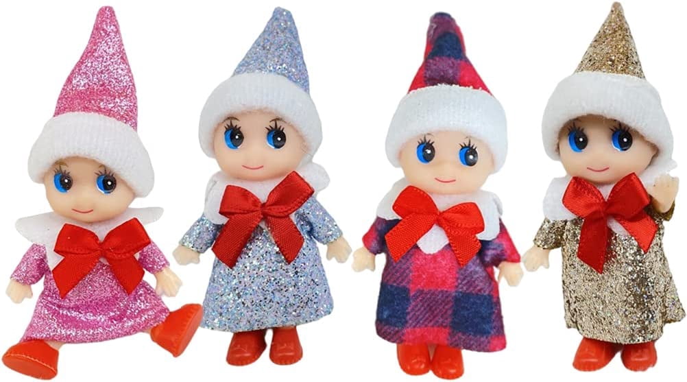 LUU-BUNRUN 4 Pcs Tiny Baby Elf Doll | Christmas Miniature Elf Doll ...