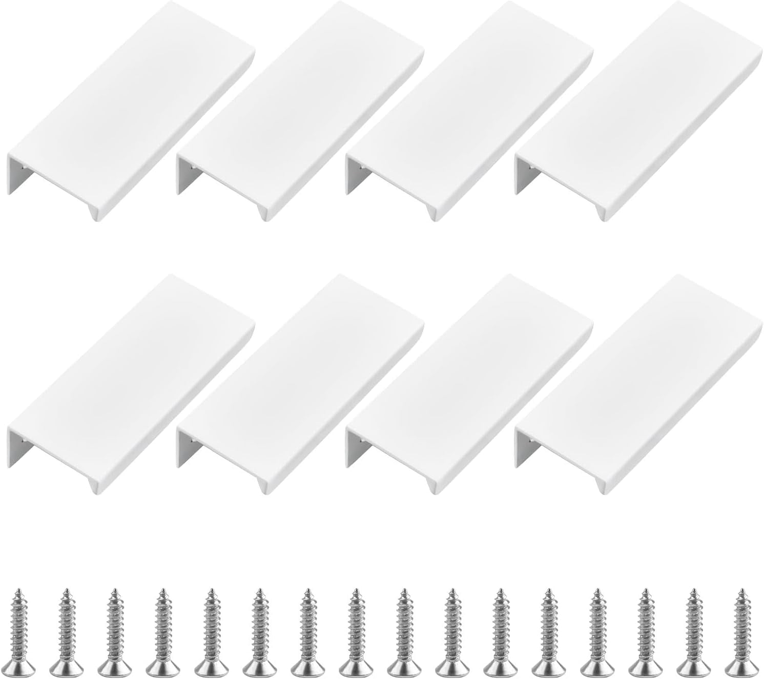 LUU-Back Mount Finger Edge Pull, 8Pcs Bright White Aluminum Alloy ...