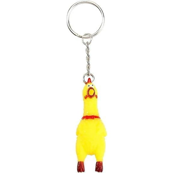 LUU-Chicken Keychain, Screaming Chicken Keychain, Mini Rubber Squeeze ...