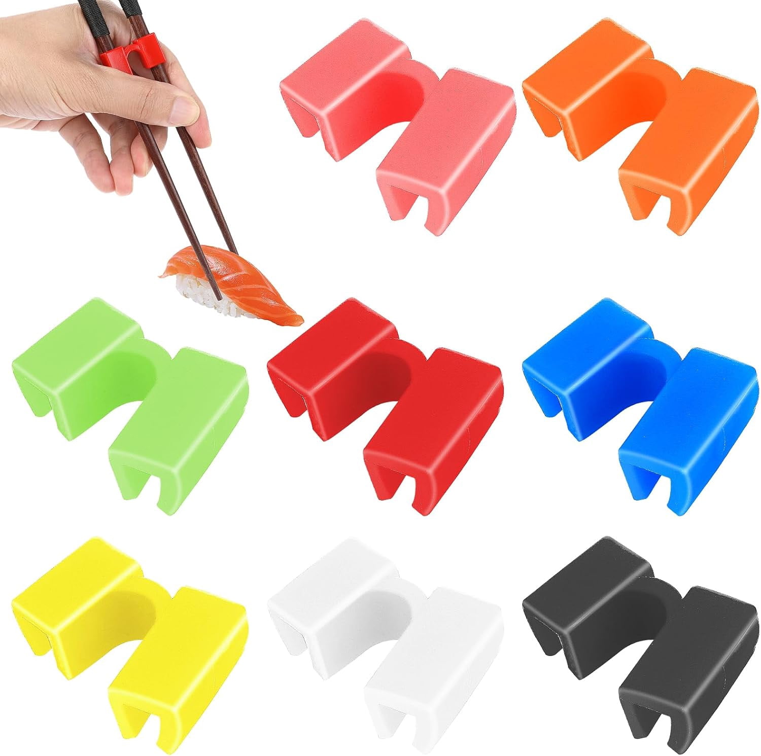 LUU-Chopstick Helpers for Beginners, 8 Pairs Training Chopstick Hinges ...