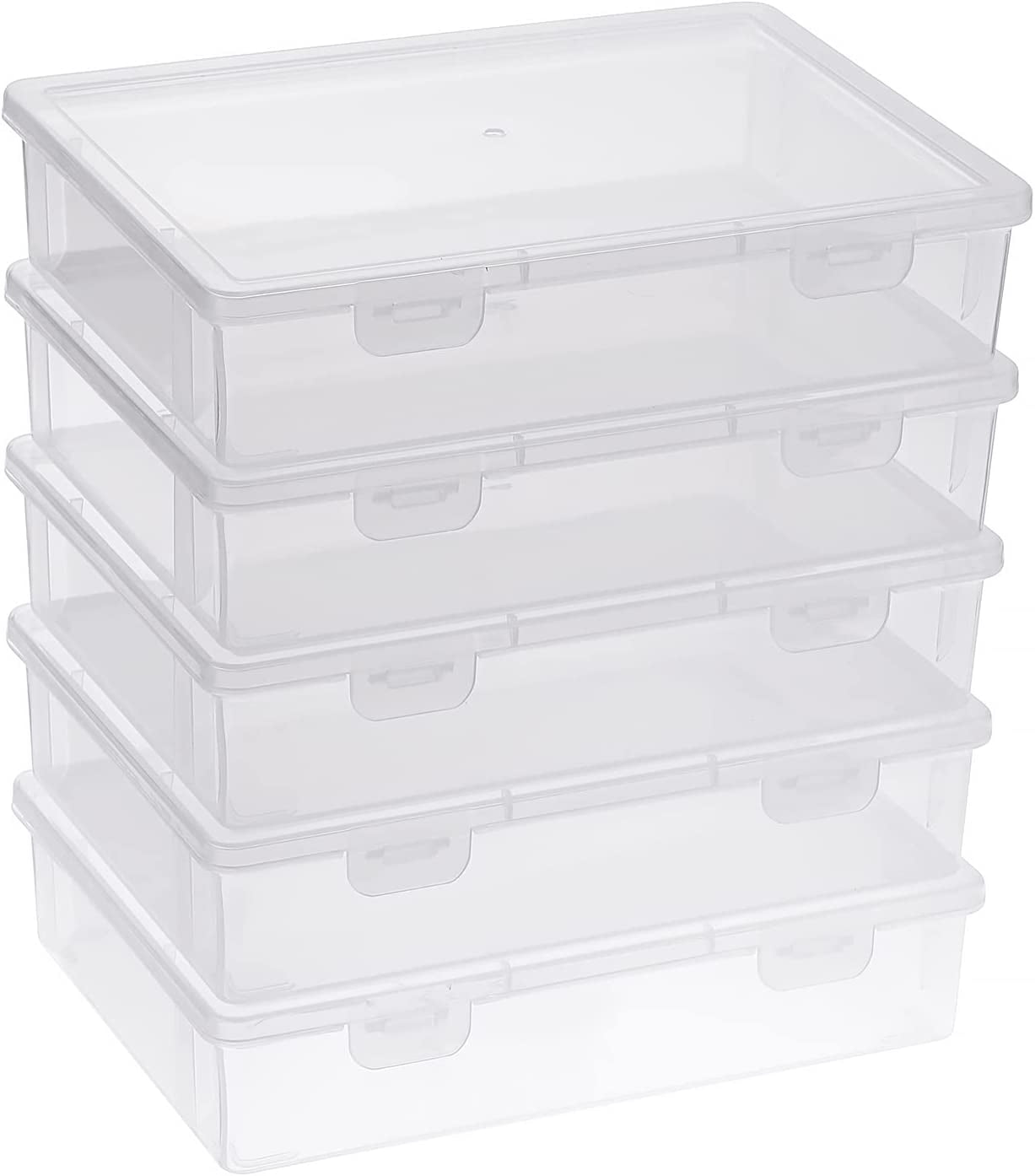 LUU-Clear Plastic Storage Box with Flap Lid, Multipurpose Craft ...