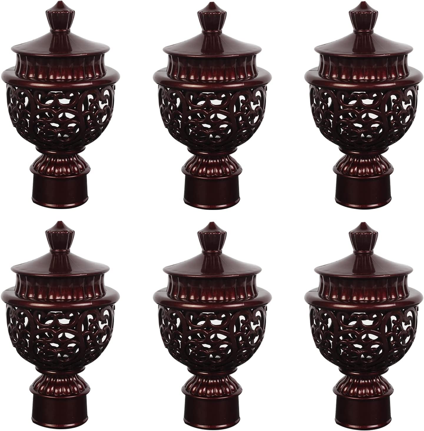 LUU-Curtain Finials, 6Pcs Gold Plastic Drapery Rail Pole Head Cap ...