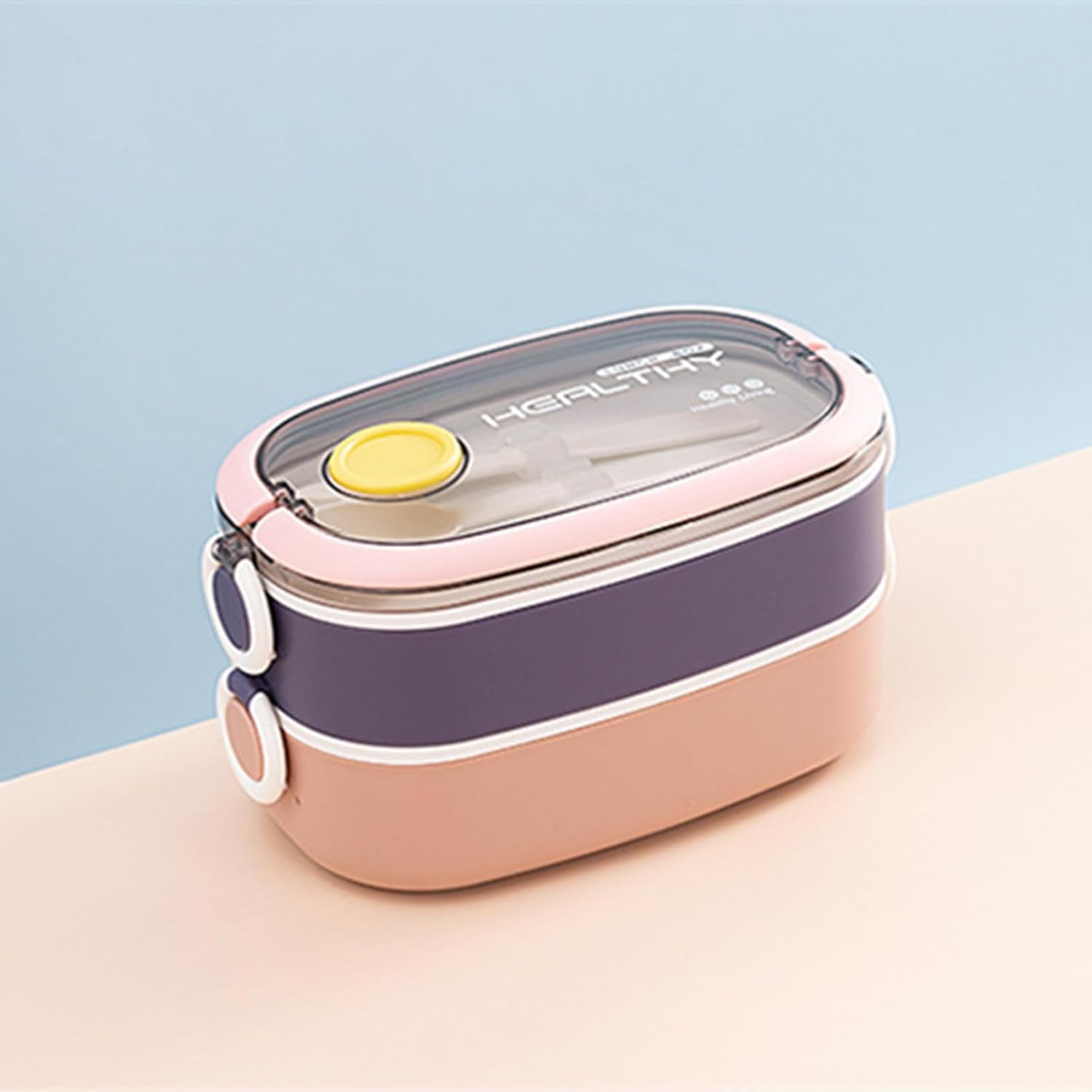 LUU-Double Layer Lunch Box with Handle Portable Bento Box with ...