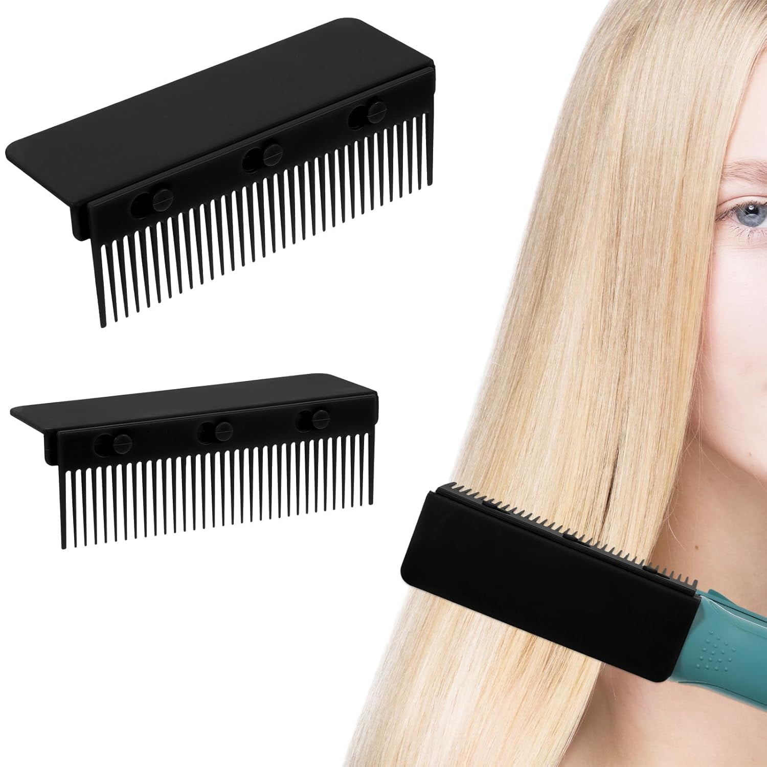 LUU-Flat Iron Comb Attachment Clip On Set, Portable Clip-on Design Hair ...
