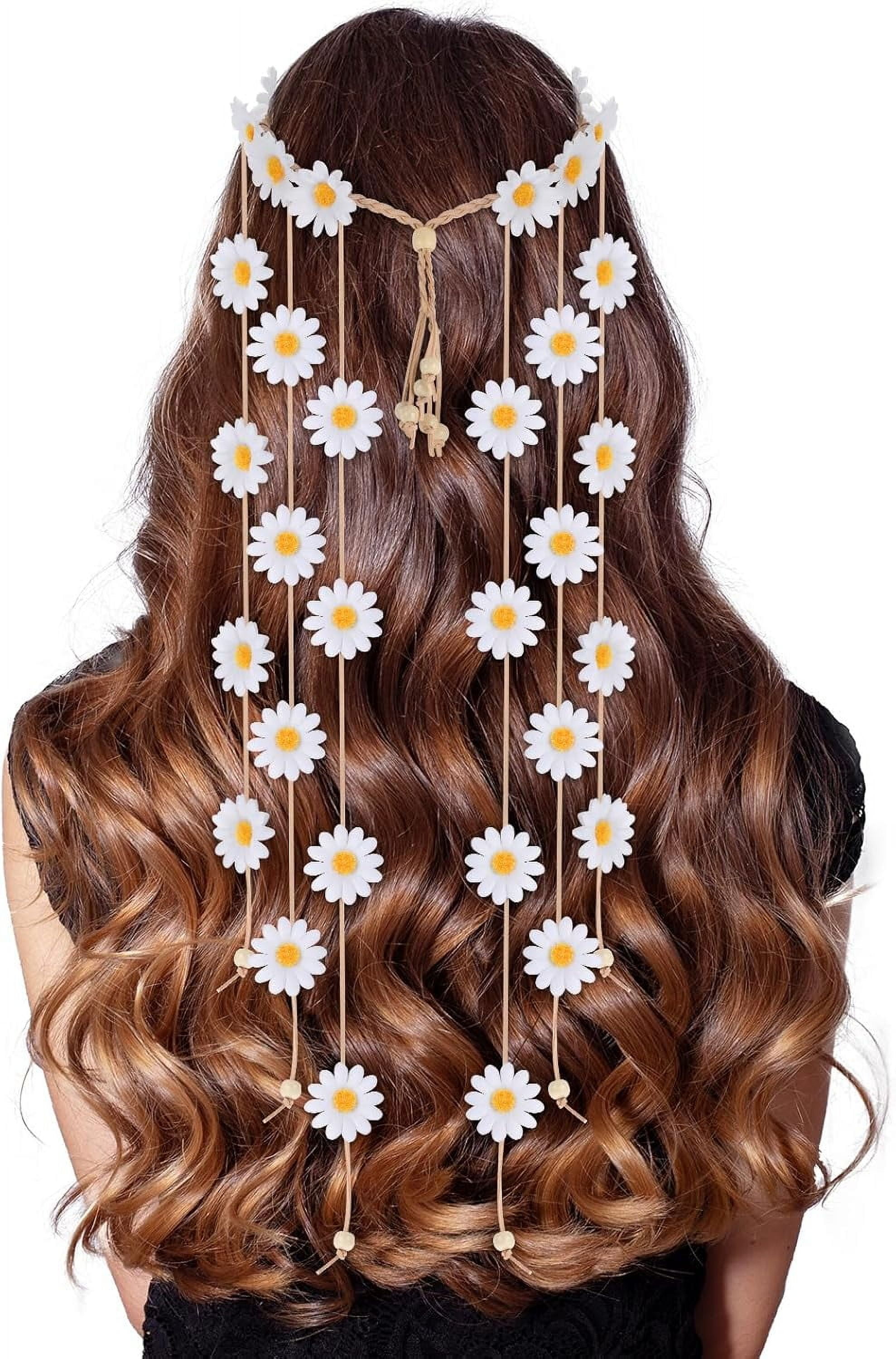 LUU-Flower Hippie Headband, Daisy Sunflower Headband Floral Crown ...