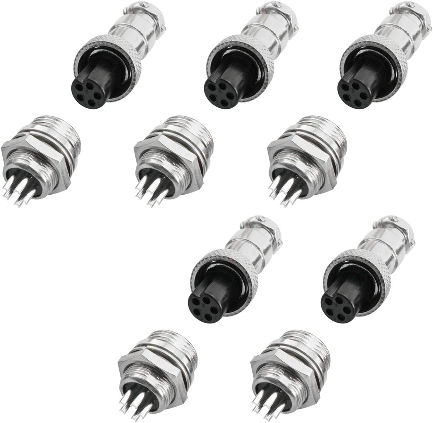 LUU-GX12-5 Aviation Connector Plug 5PCS 12mm 5 Pin Male Female Screw ...