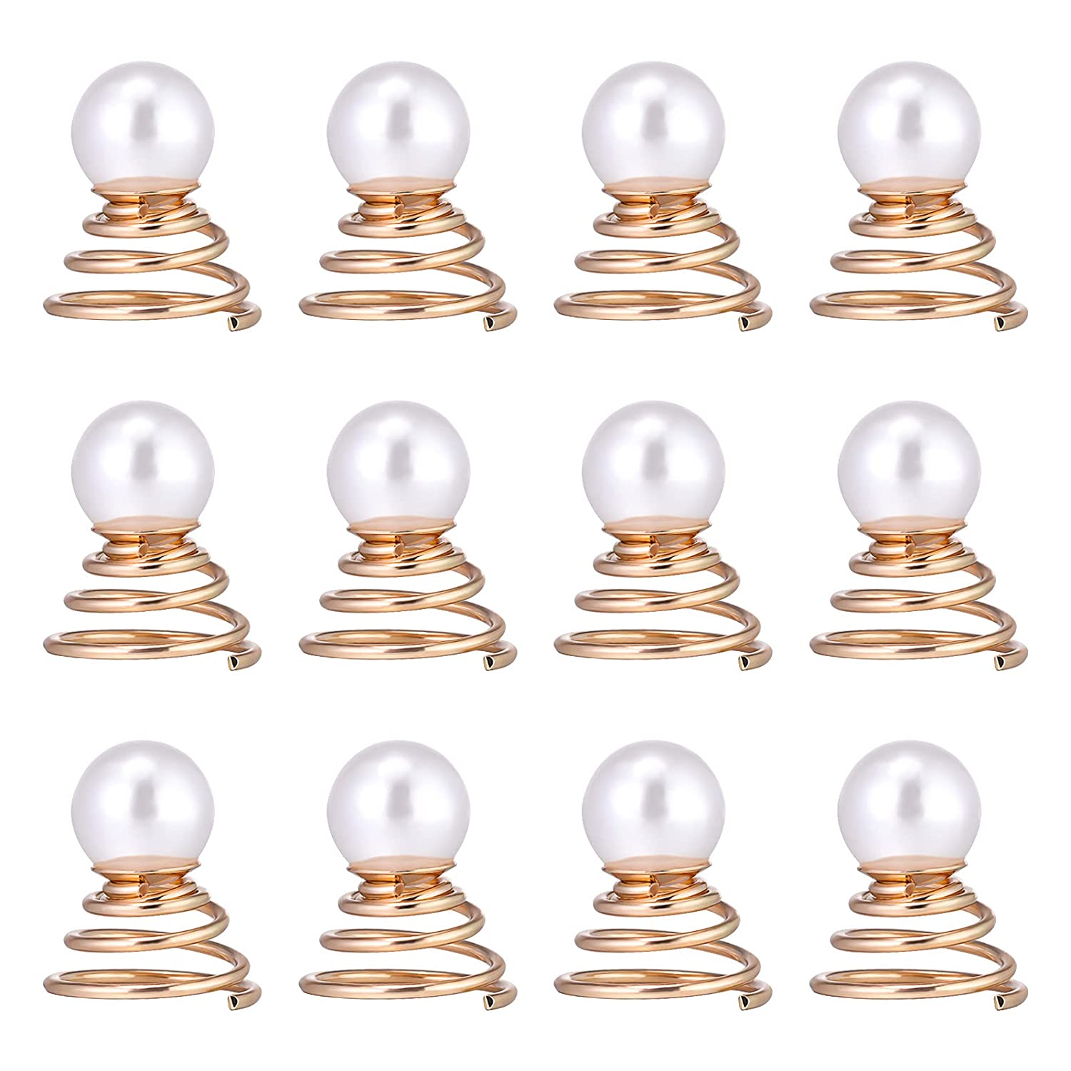 LUU-Golden Pearl Spiral Hair Pins 12pcs Swirl Hair Twists Coils Clips ...