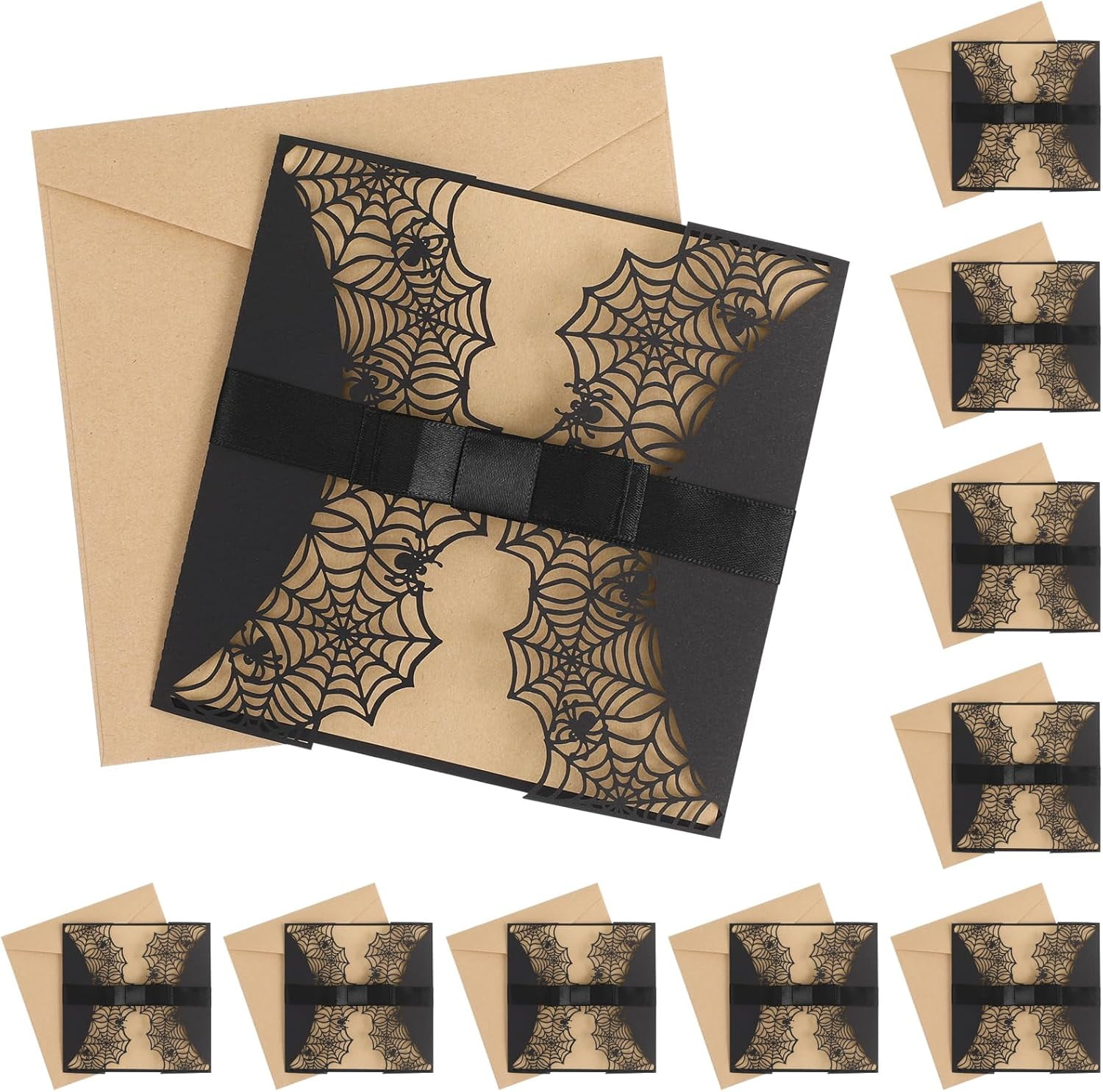 LUU-Halloween Party Invitations Cards, 10 Pcs Laser Cut Spider Web ...