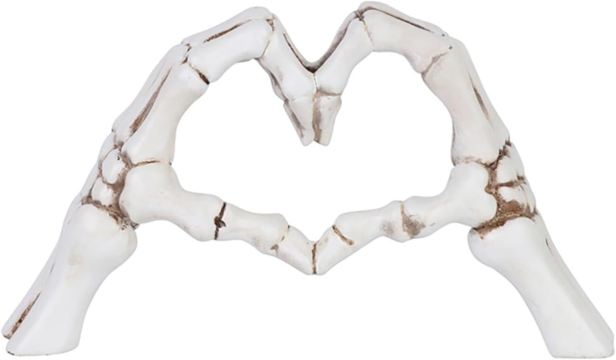 LUU-Hand Bone Hand Heart Statue, Skeleton Hands Heart, Gold Decor Love ...
