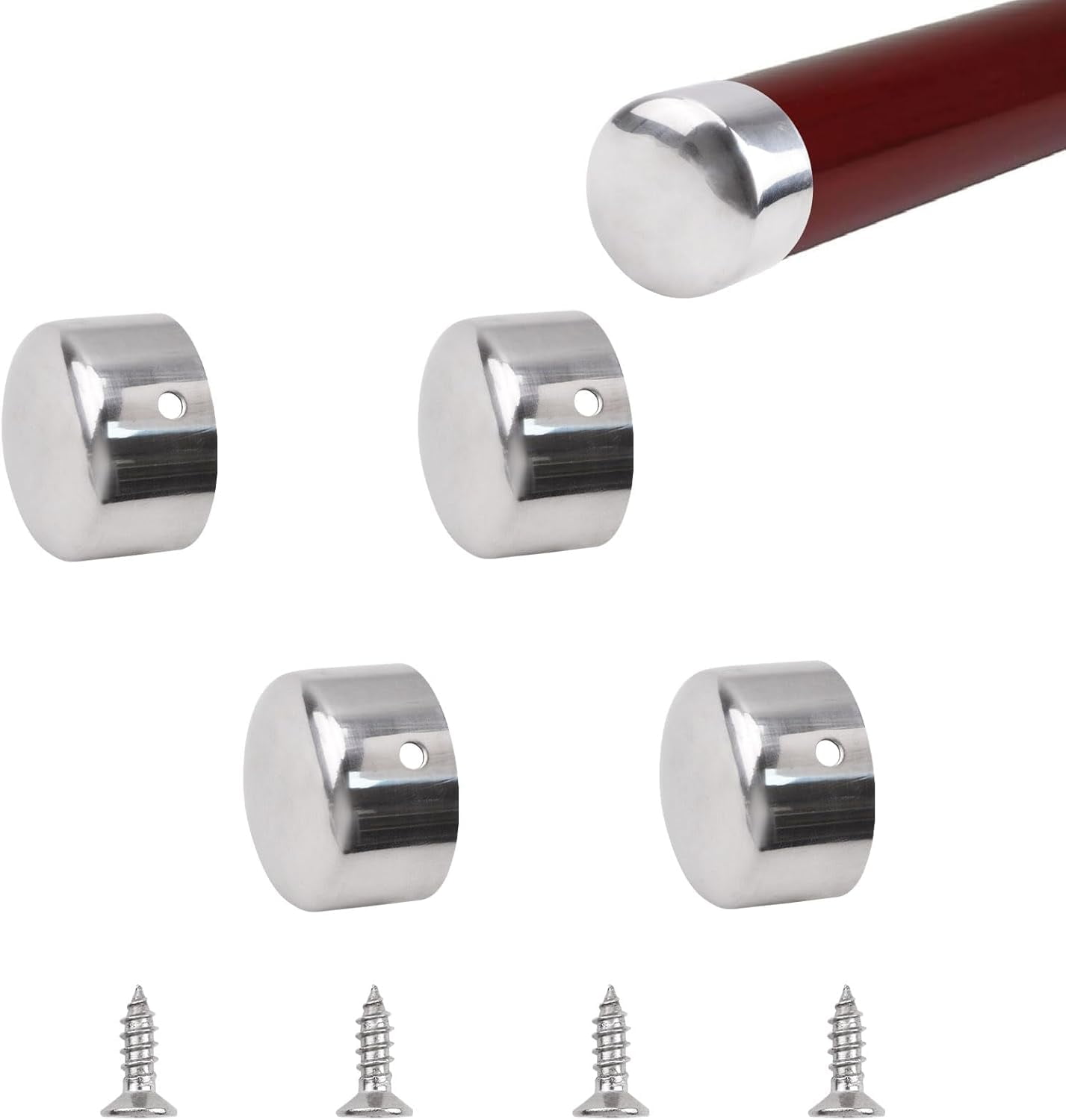 LUU-Handrail End Cap, 4PCS 201 Stainless Steel Round Handrail End Caps ...