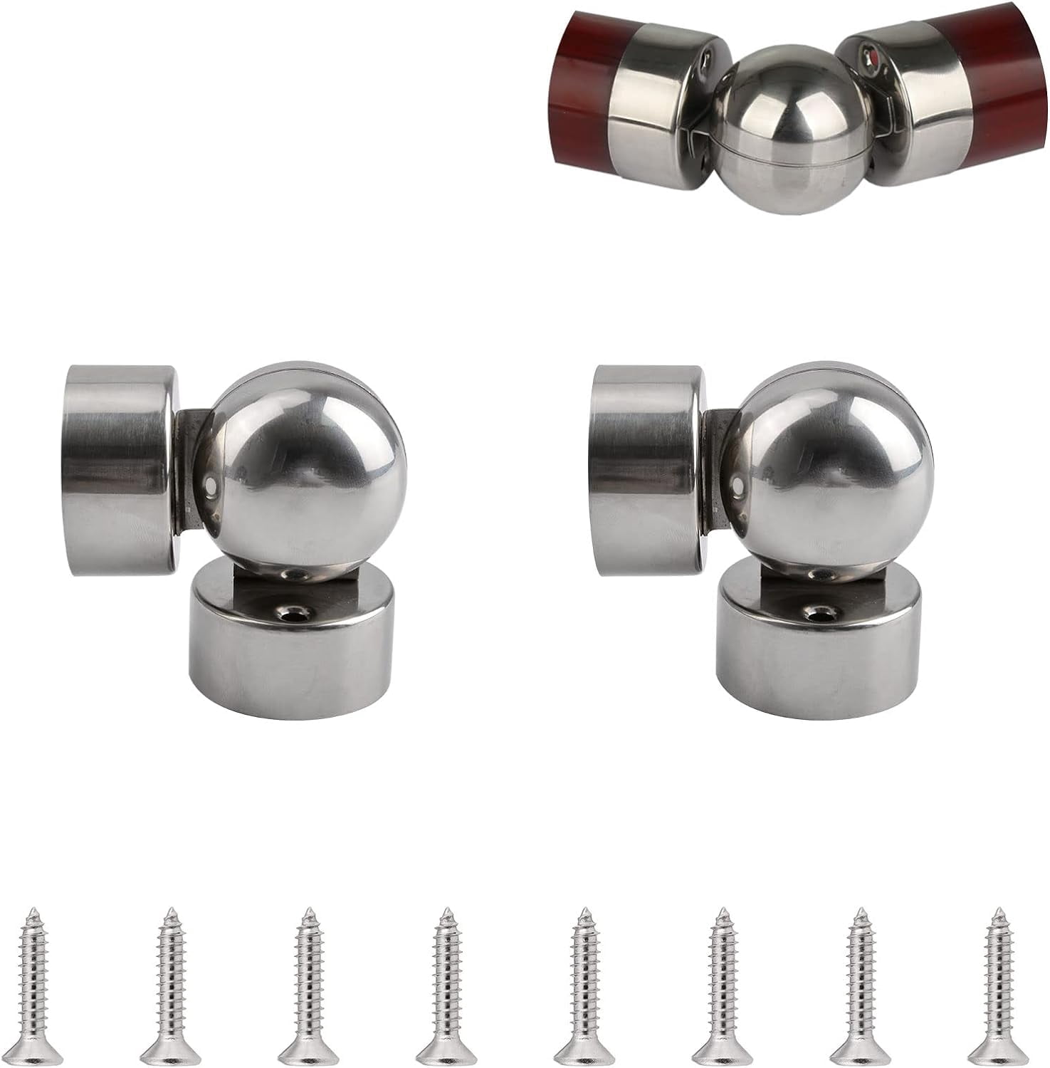 LUU-Handrail Pipe Connectors, 2PCS 201 Stainless Steel Universal Round ...