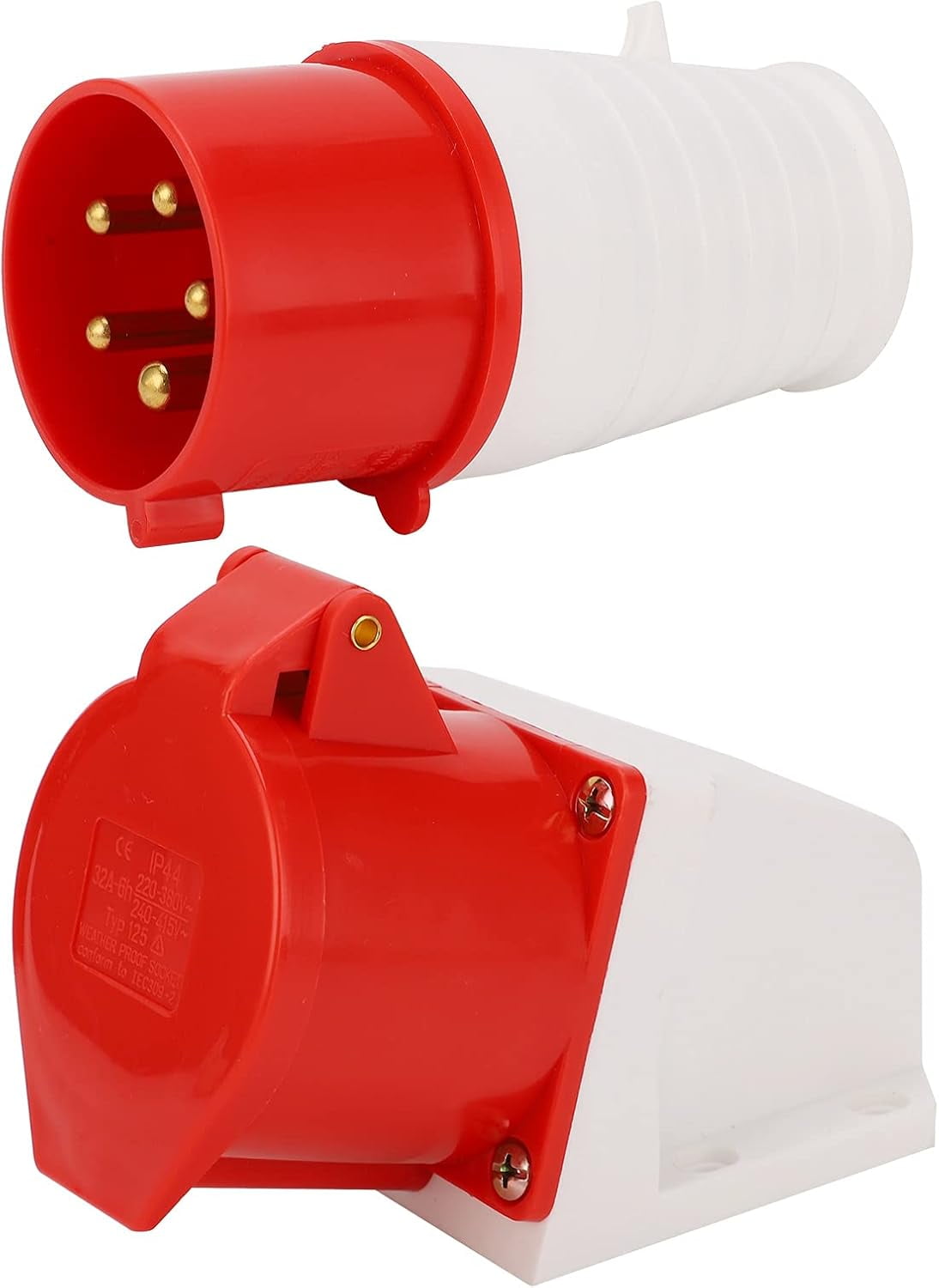 LUU-Industrial Plug Connector, 32AMP 5 Pin 3 Phase Plug 220‑380V/240 ...