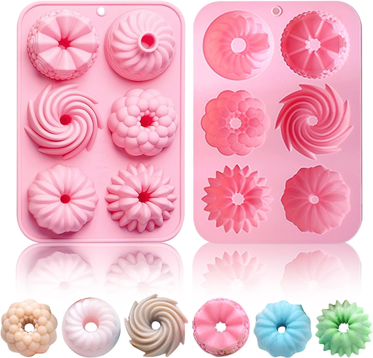 LUU-Mini Bundt Cake Pan,Silicone Fluted Tube Cake Pans 6-Cavity ...