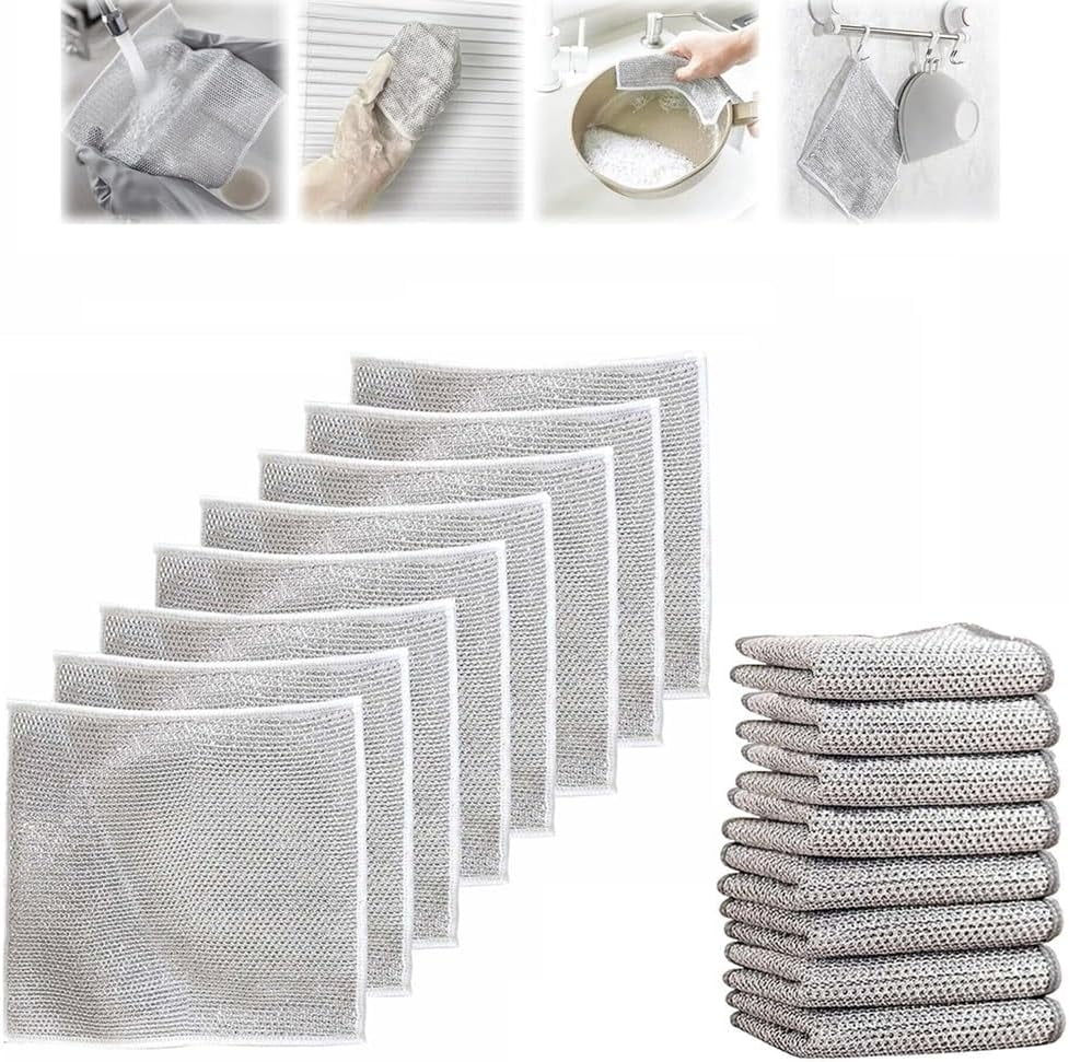 LUU-Non-Scratch Wire Cleaning Cloths 8 Pack Multipurpose Wire ...