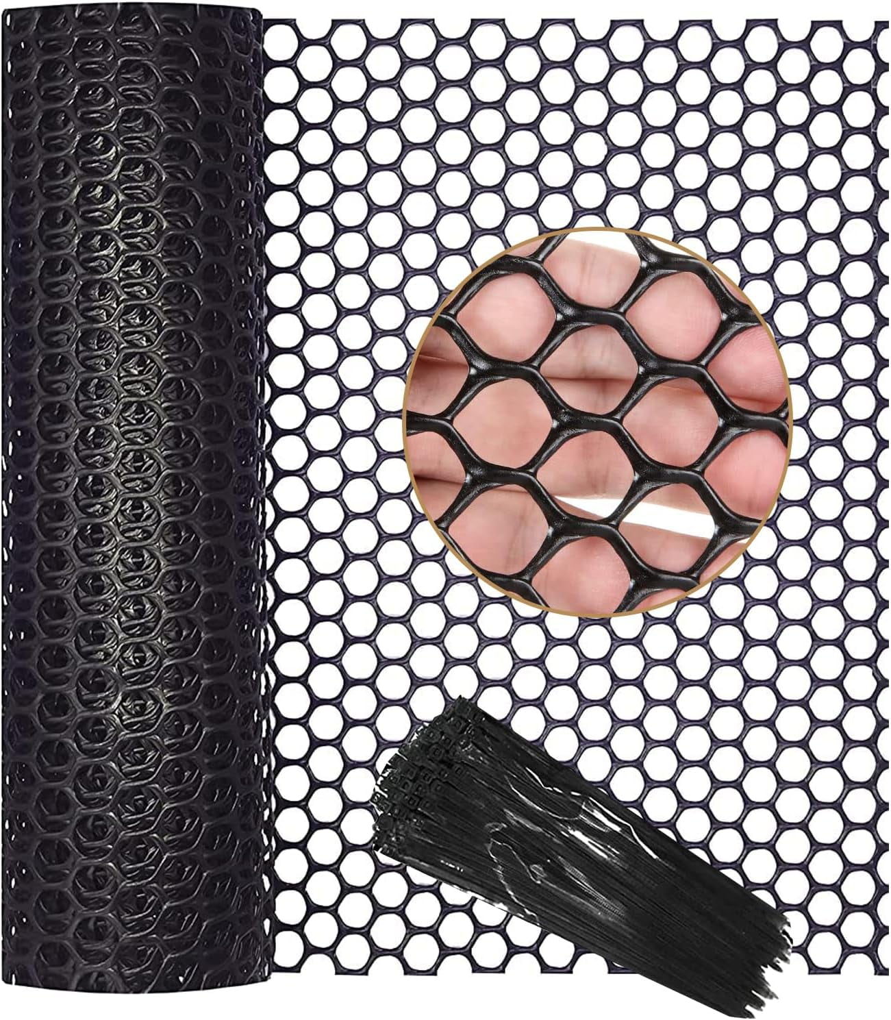 LUU-Plastic Chicken Wire Fence Mesh 16" x 6m Black Chicken Wire Fencing ...