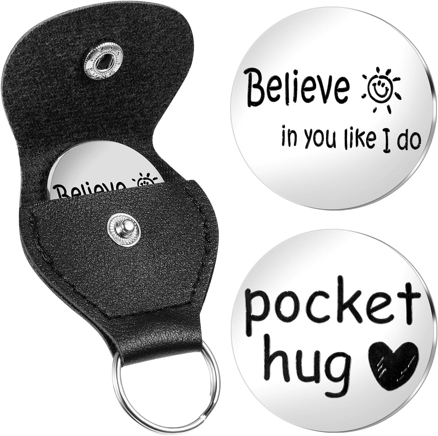 LUU-Pocket Hug Token, Stainless Steel Double Sided Pocket Hug Keychain ...