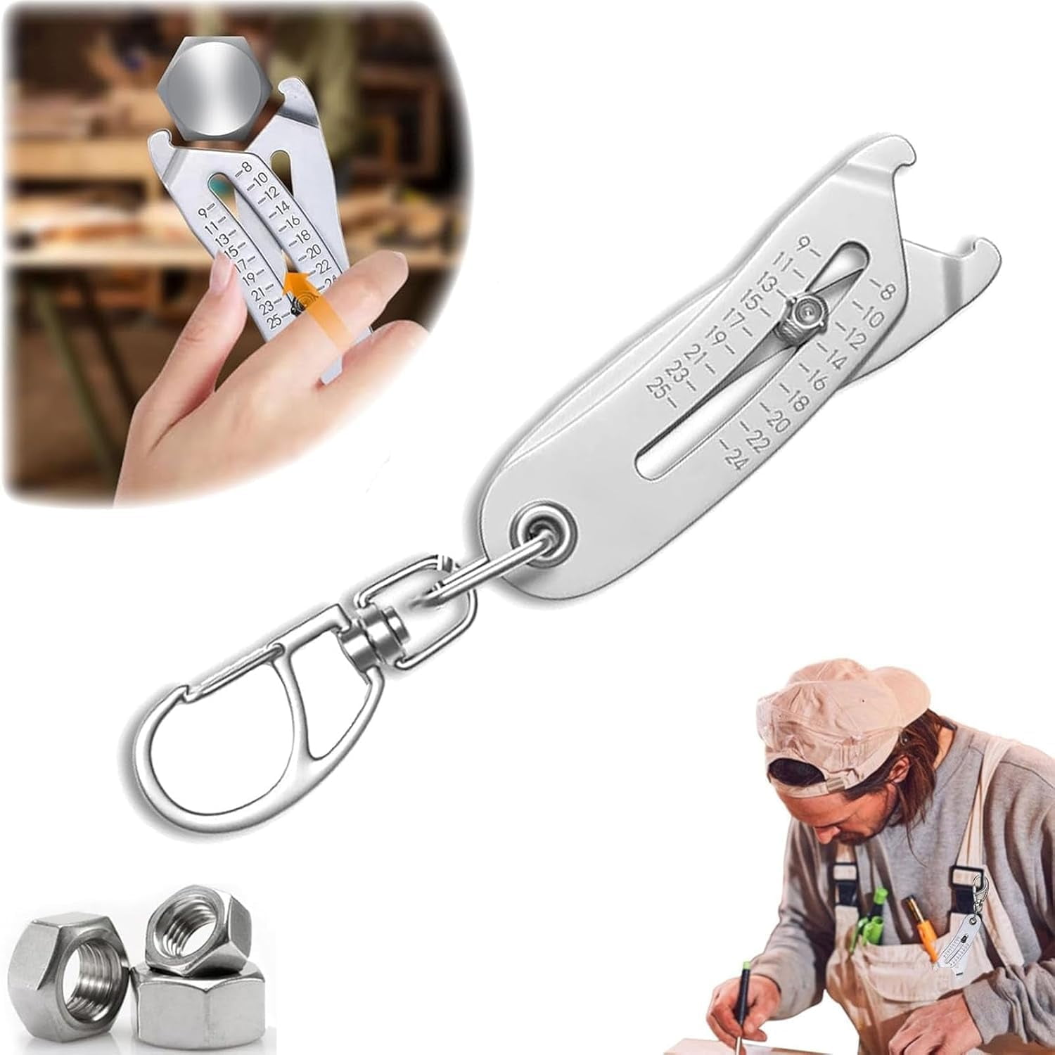 LUU-Precise Thread Size Checker Key Chain, Bolt Size Finder Keychain ...