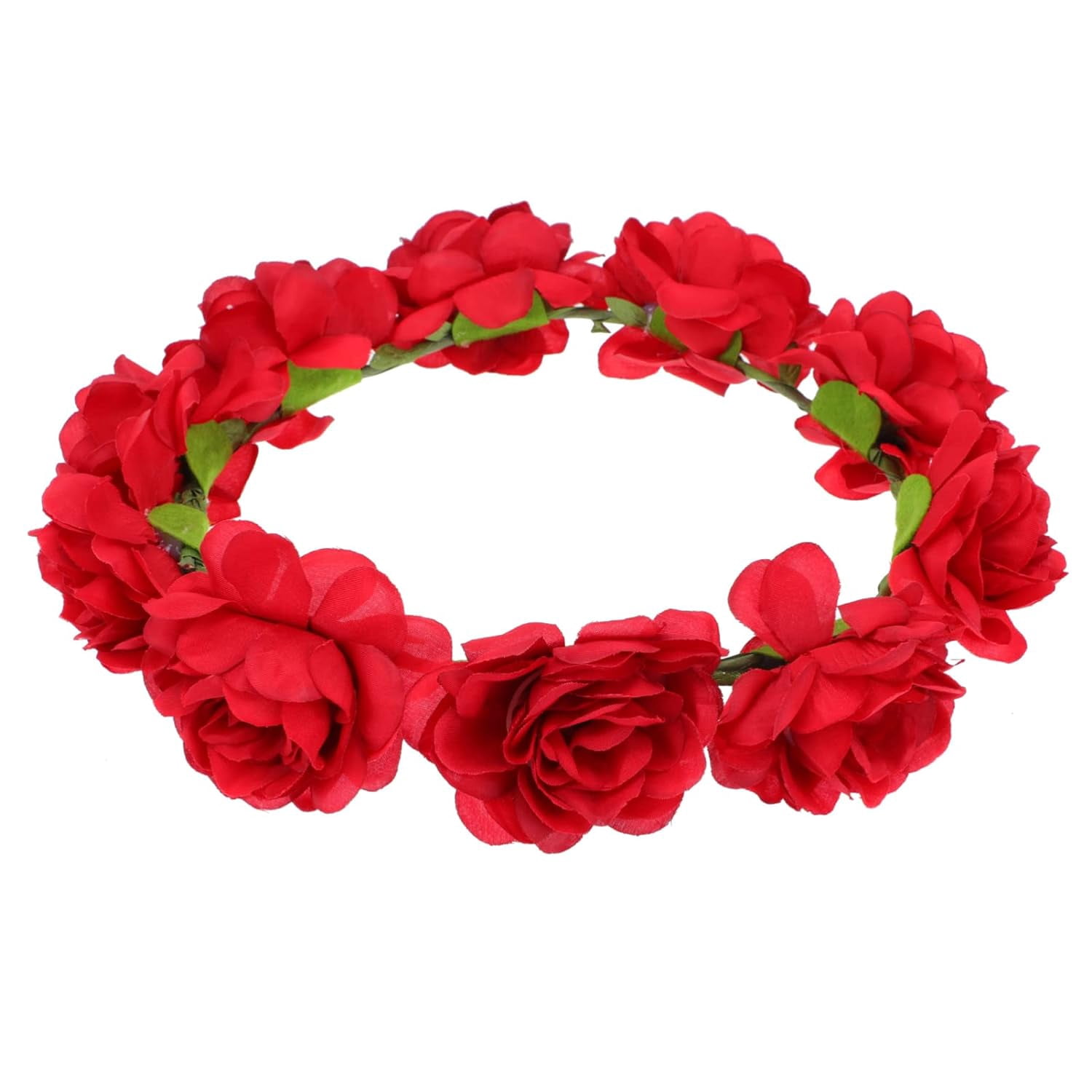 LUU-Red Rose Crown Rose Flower Crown Rose Floral Garland Woodland Hair ...