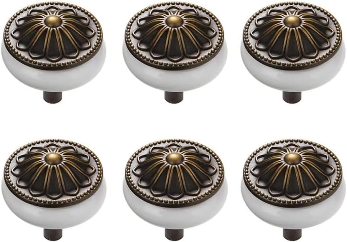 LUU-Set of 6,Grey Mushroom Shape Ceramic Knobs with Screws - 33mm ...