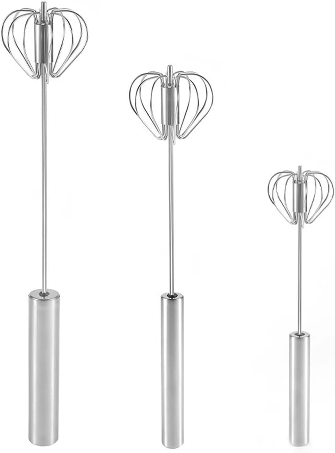 LUU-Set of 3 Stainless Steel Manual Mixers – 10, 12, and 14-inch Semi ...