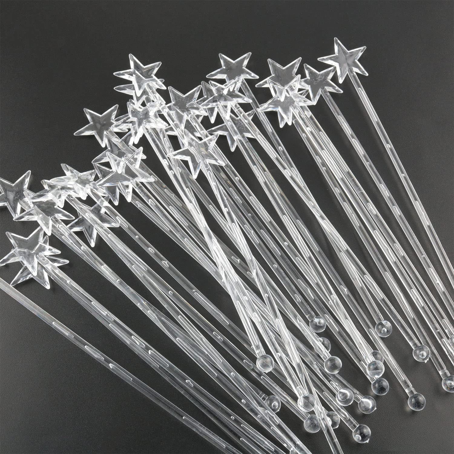 LUU-Star Head Stirrer 50PCS Transparent Disposible Plastic Round Top ...