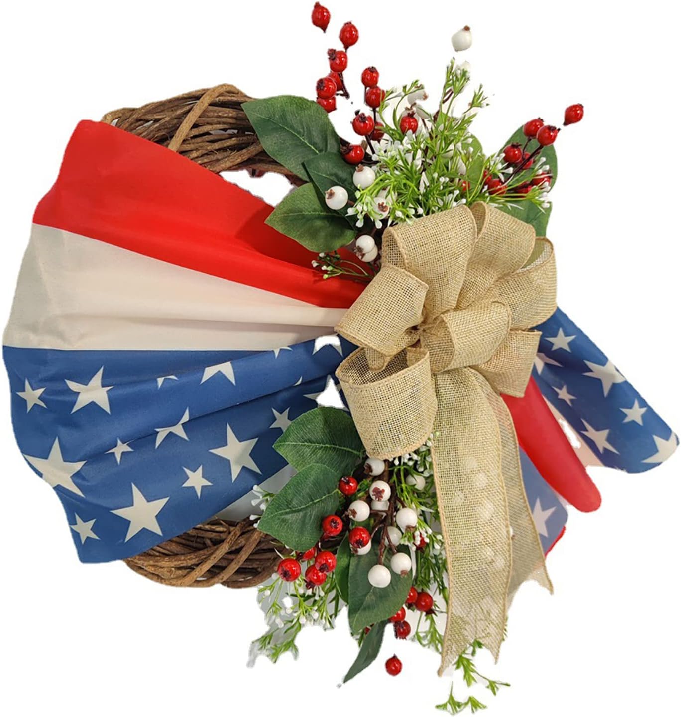 LUU-Summer Patriotic Front Door Wreath 4th of July Independence Day ...