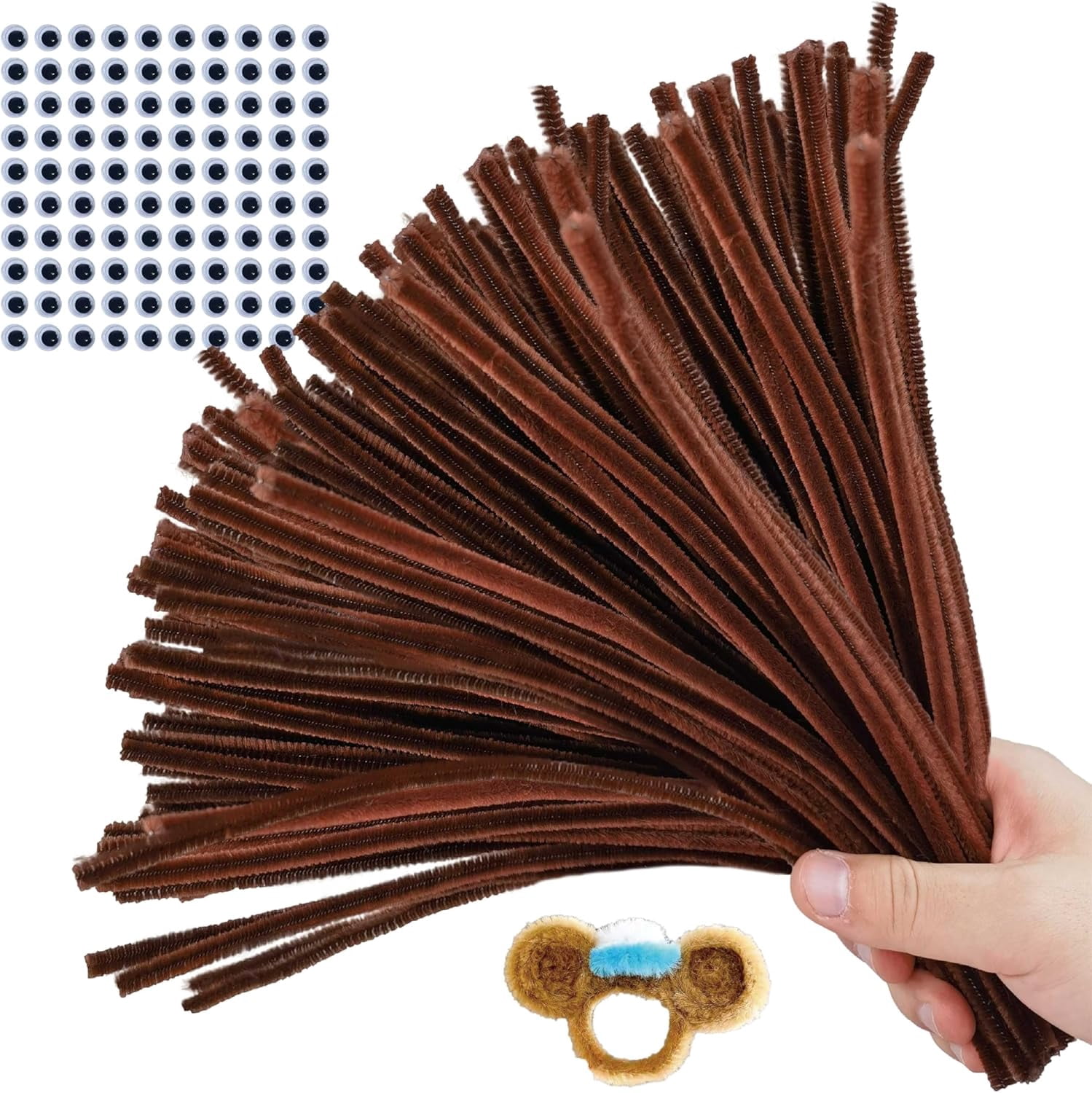 LUU-Upgraded 100PCS Brown Pipe Cleaners Chenille Stems Craft Bulk DIY ...