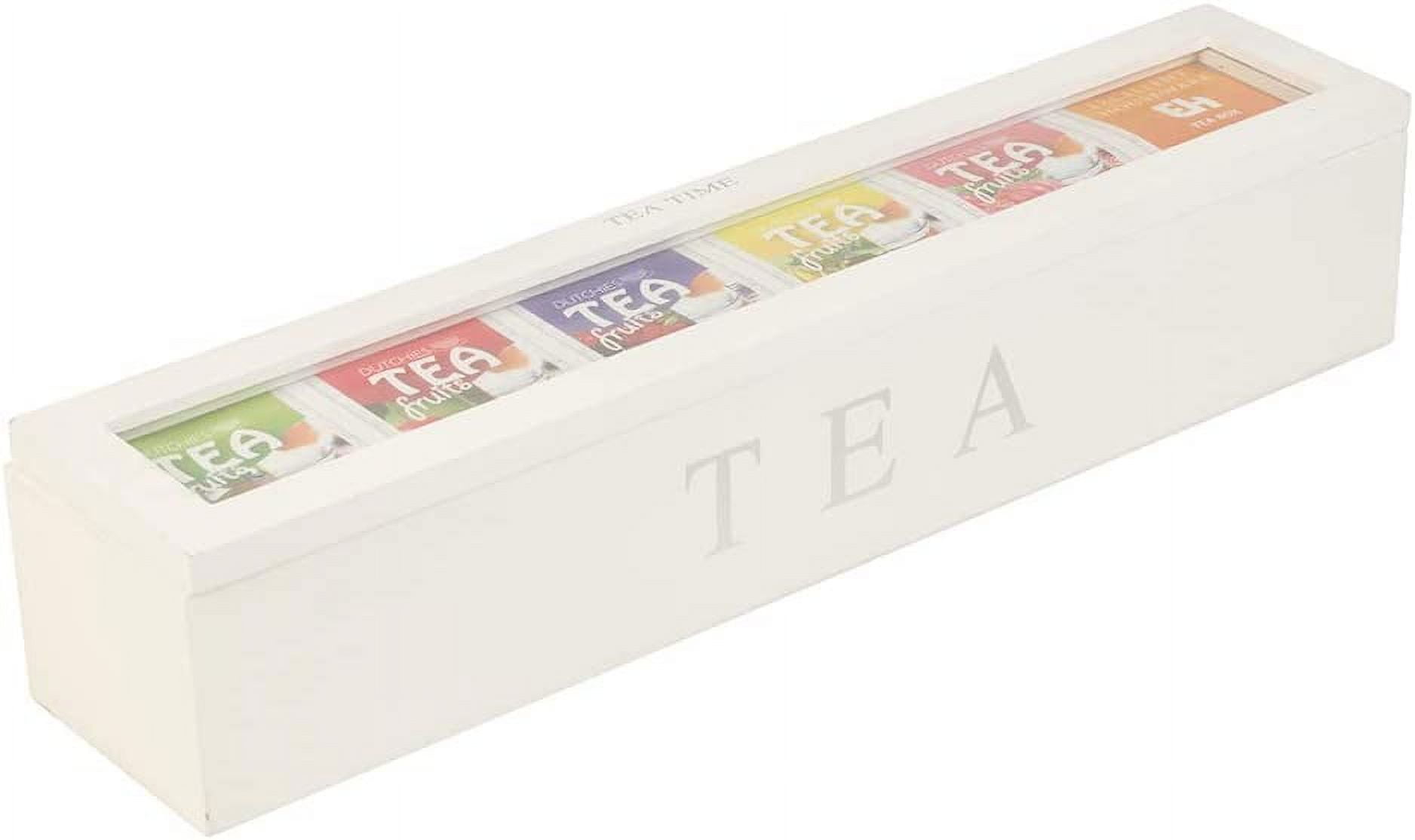 LUU-Wooden Tea Storage Box with 5 Slots, 6 Compartment Tea Bag Storage ...