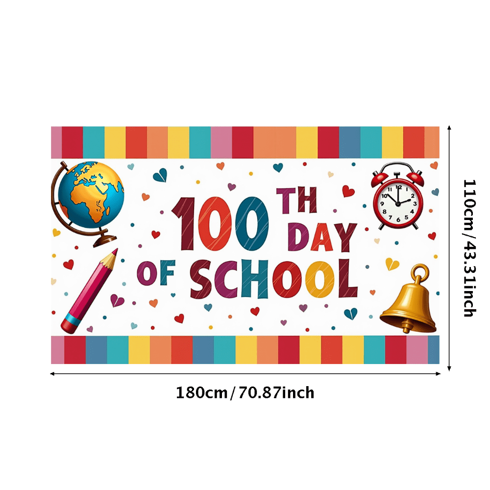 LUUFILx 100th Day of School Banner Colorful Backdrop Classroom ...