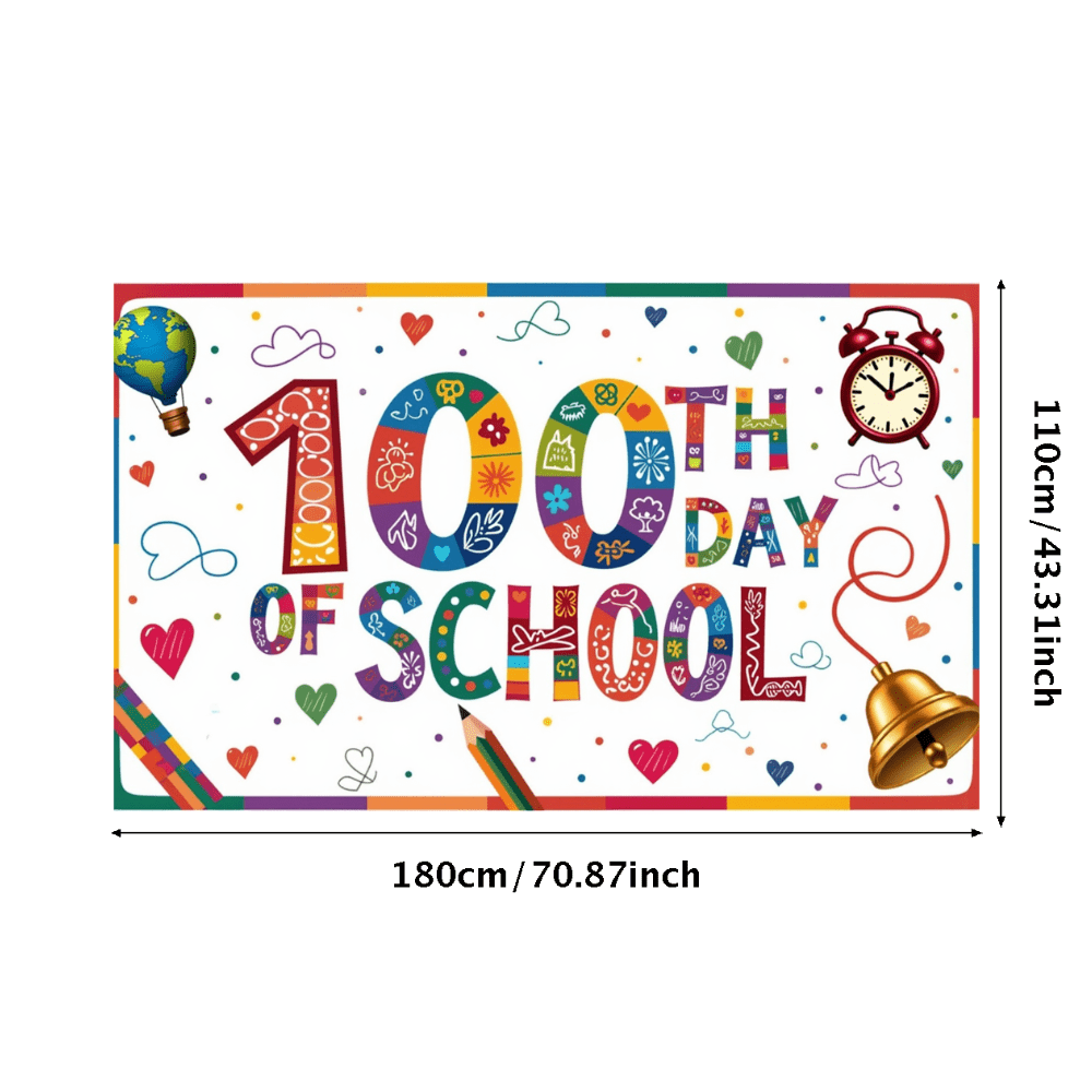 LUUFILx 100th Day of School Banner Colorful Backdrop Classroom ...
