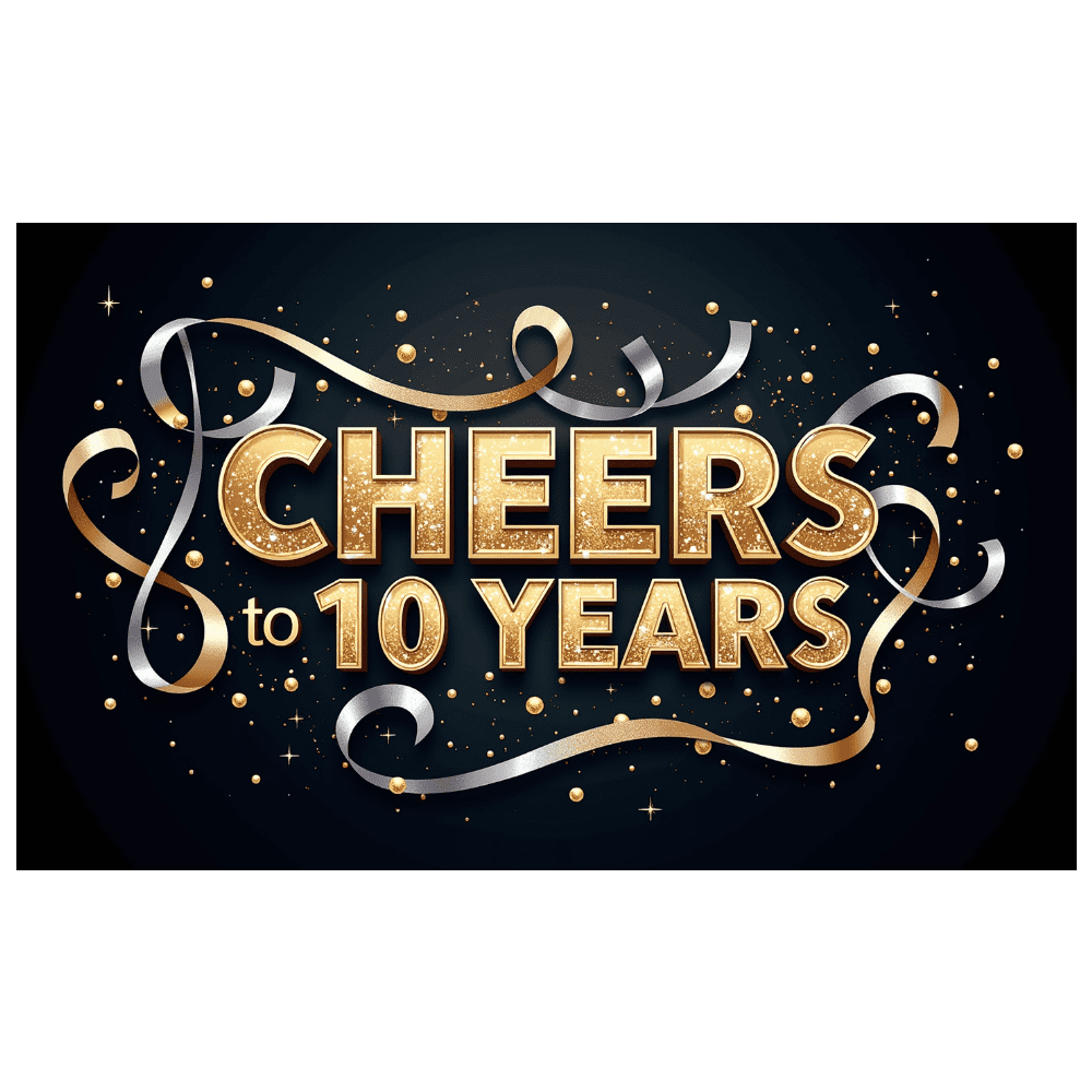 LUUFILx 10th Anniversary Backdrop Banner Cheers to 10 Years Anniversary ...