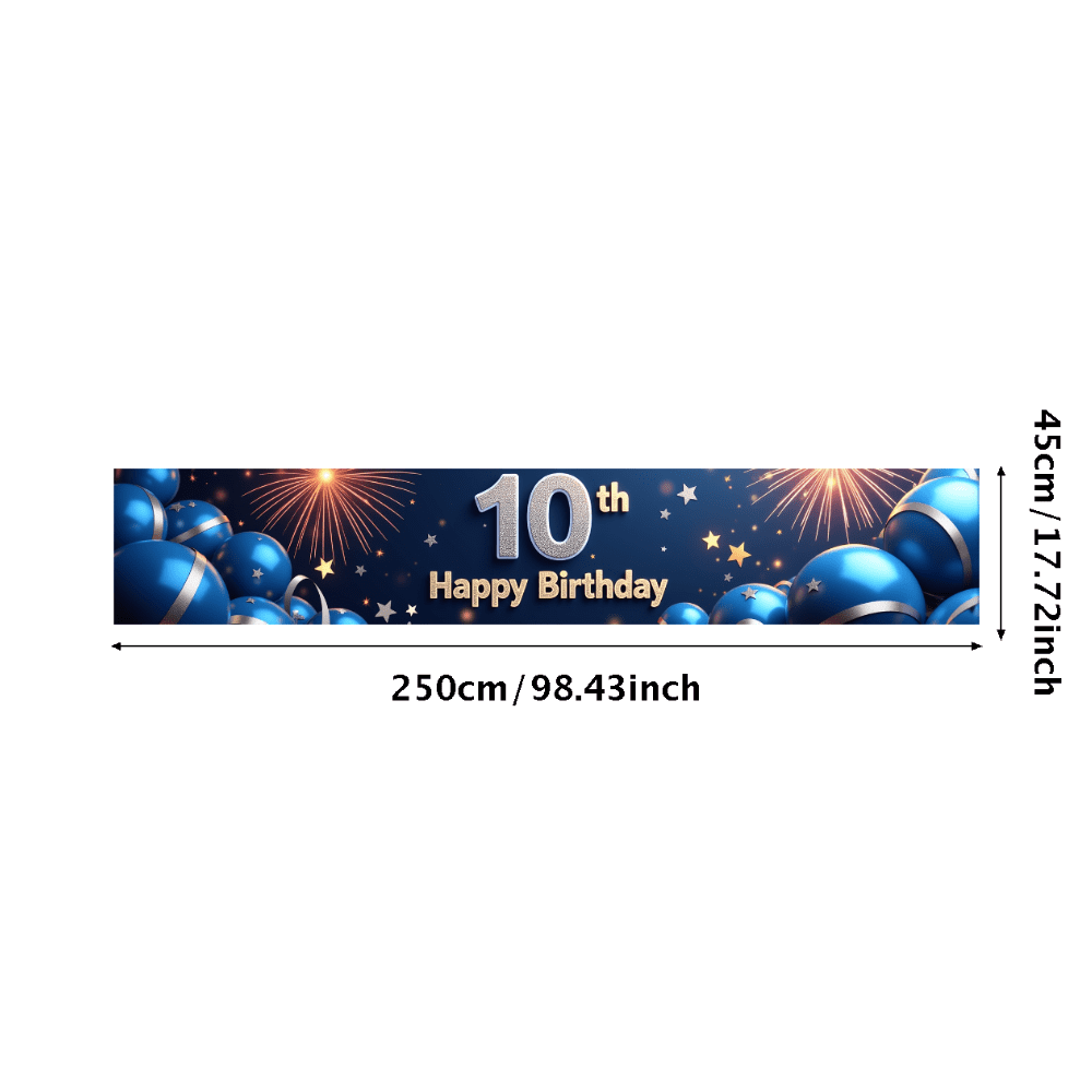 LUUFILx 10th Birthday Decoration Backdrop Banner Blue Balloons ...