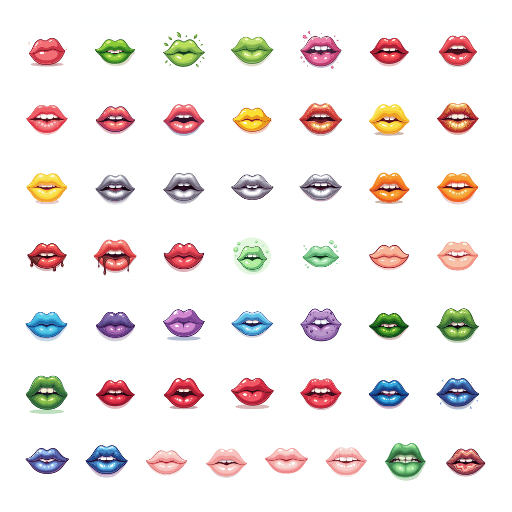 LUUFILx 50pcs Cartoon Lip Stickers Glossy Romantic Valentines Stickers ...