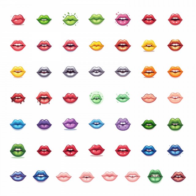 LUUFILx 50pcs Cartoon Lip Stickers Glossy Romantic Valentines Stickers ...