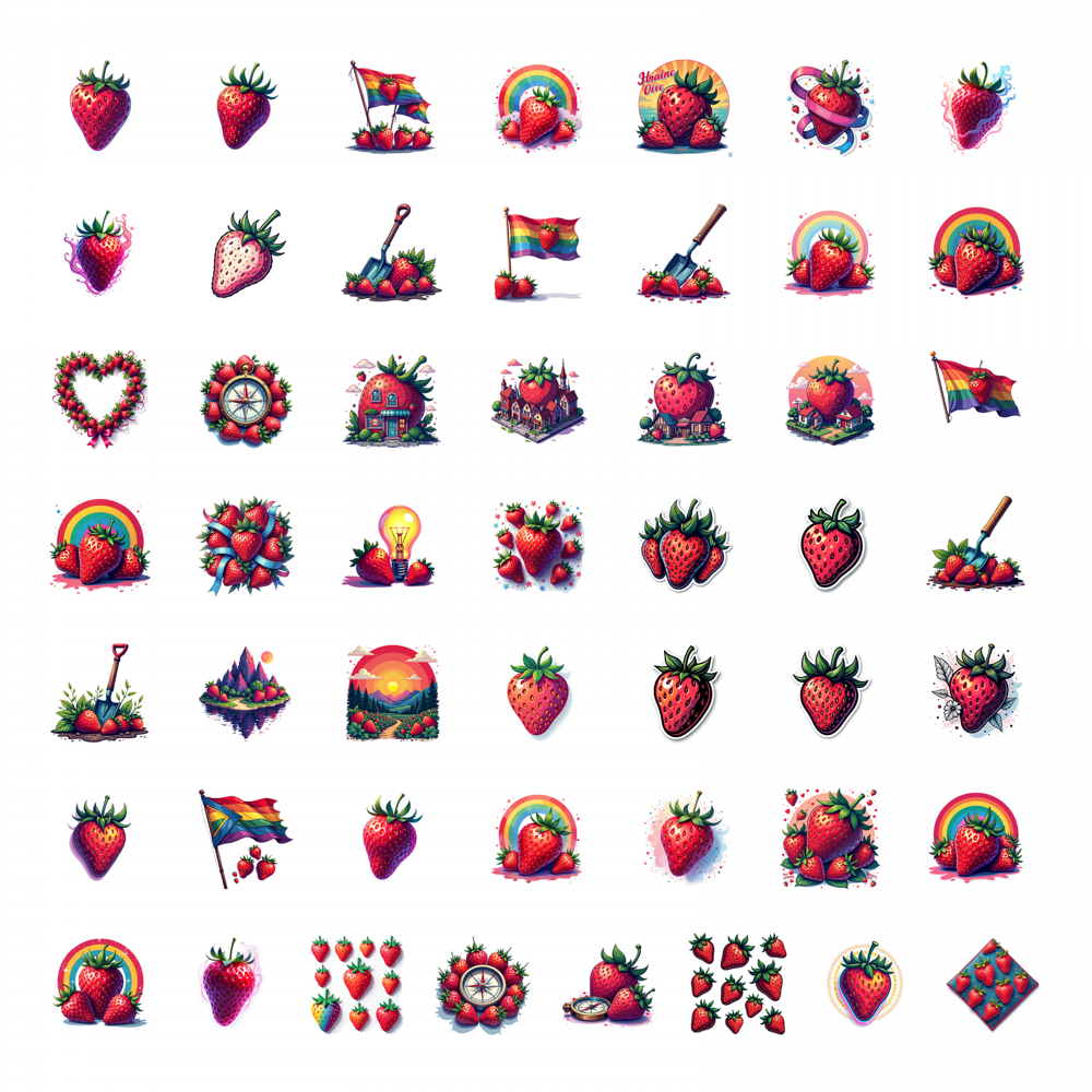 LUUFILx 50pcs Colorful Strawberry Stickers Fruit Stationery Kids ...