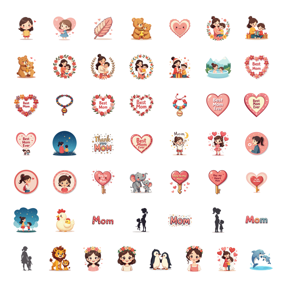 LUUFILx 50pcs Cute Cartoon Girl Stickers Love Message Heart Design ...