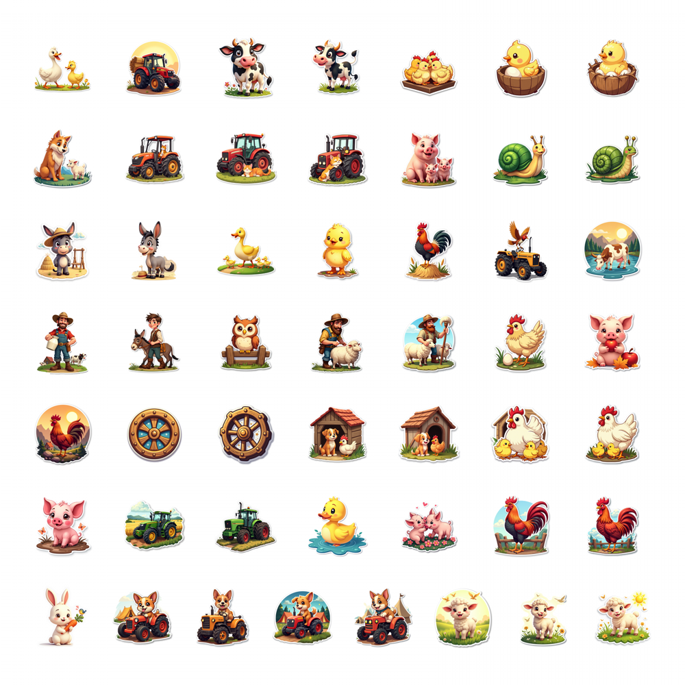 LUUFILx 50pcs Cute Dog Stickers Animal Farm Holiday Cartoon Stickers ...