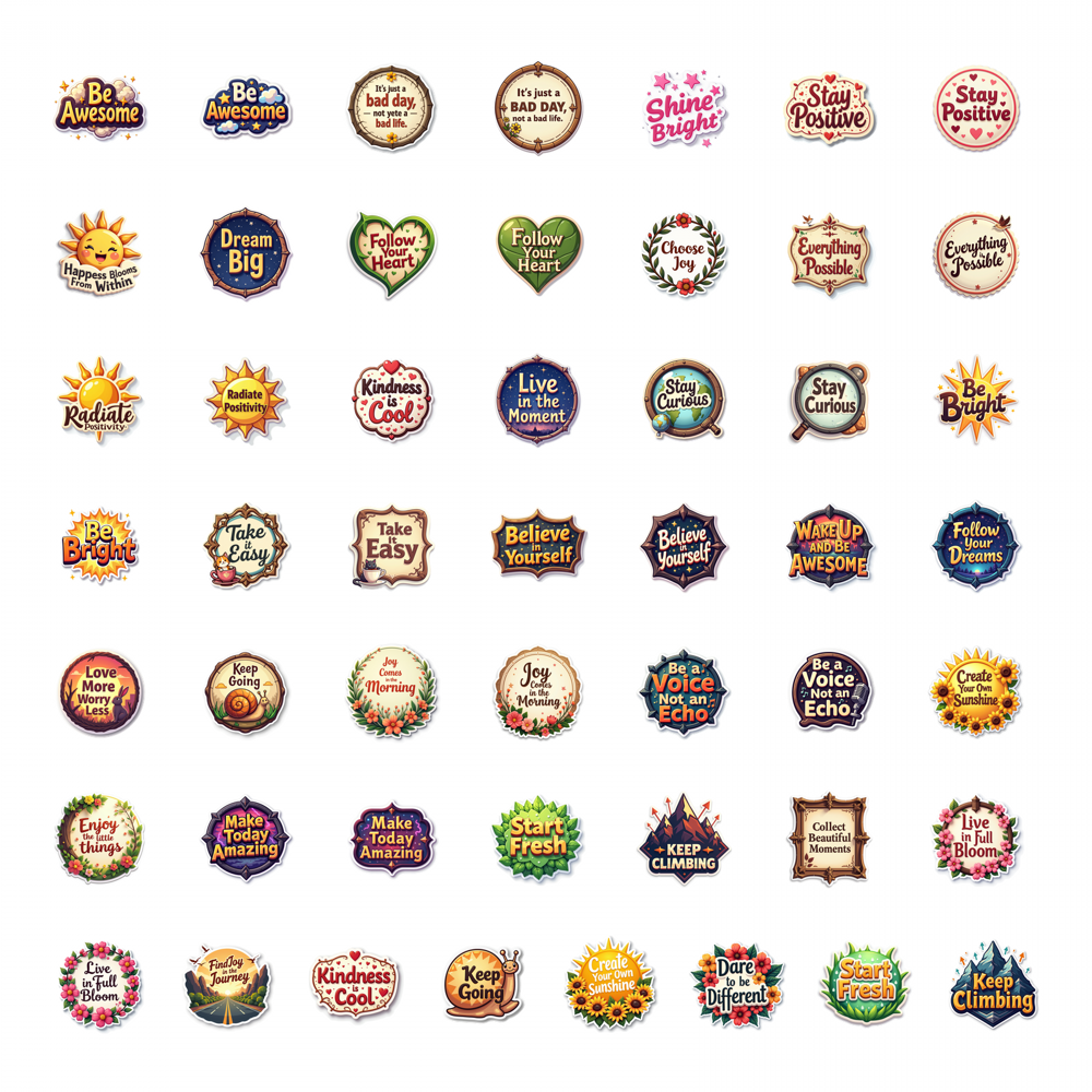 LUUFILx 50pcs Inspirational Quote Stickers Motivational Saying ...