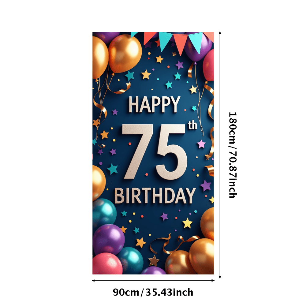 LUUFILx 75th Birthday Celebration Banner Polyester Background ...