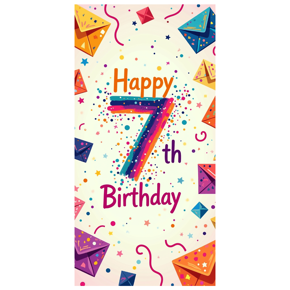 LUUFILx 7th Birthday Banner Backdrop Colorful Party Supplies Birthday ...