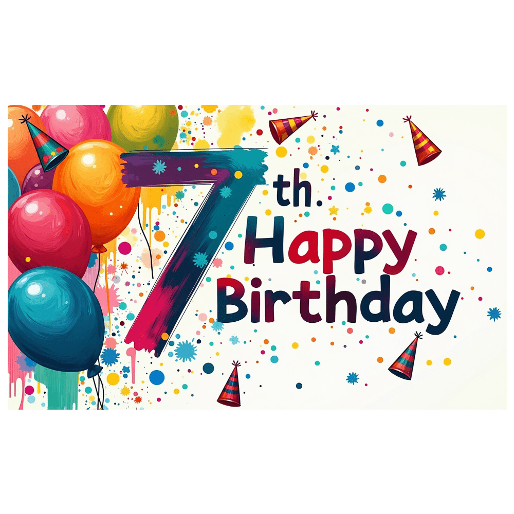 LUUFILx 7th Birthday Banner Backdrop Colorful Party Supplies Birthday ...