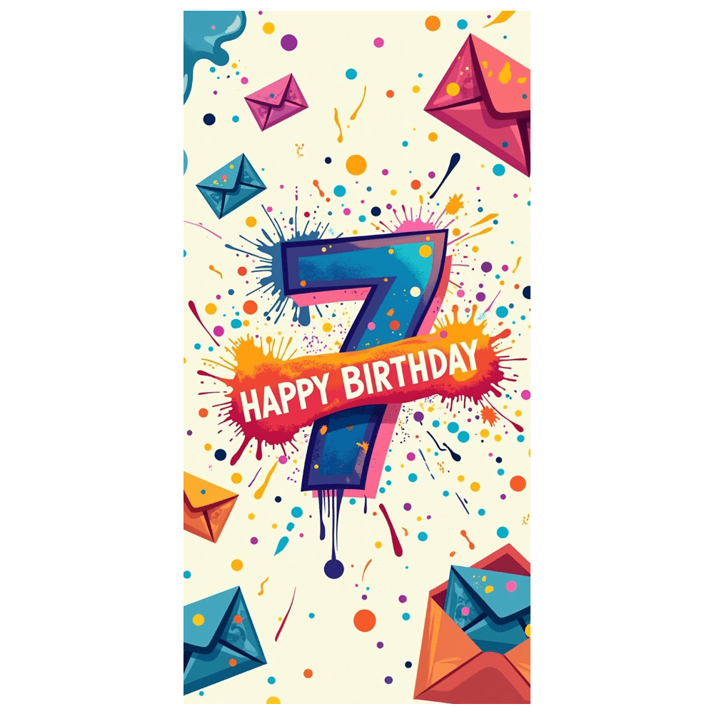 LUUFILx 7th Birthday Banner Backdrop Colorful Party Supplies Birthday ...