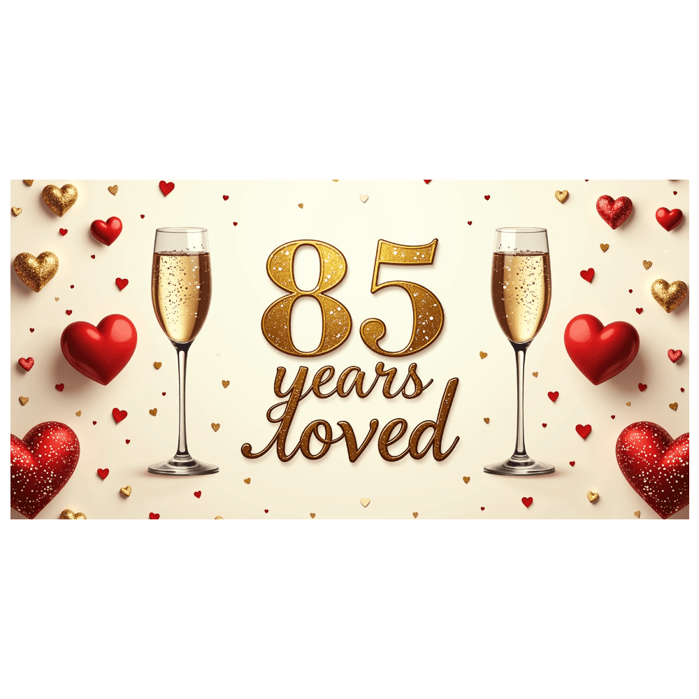LUUFILx 85 Years Loved Backdrop Banner Birthday Decoration Elegant ...