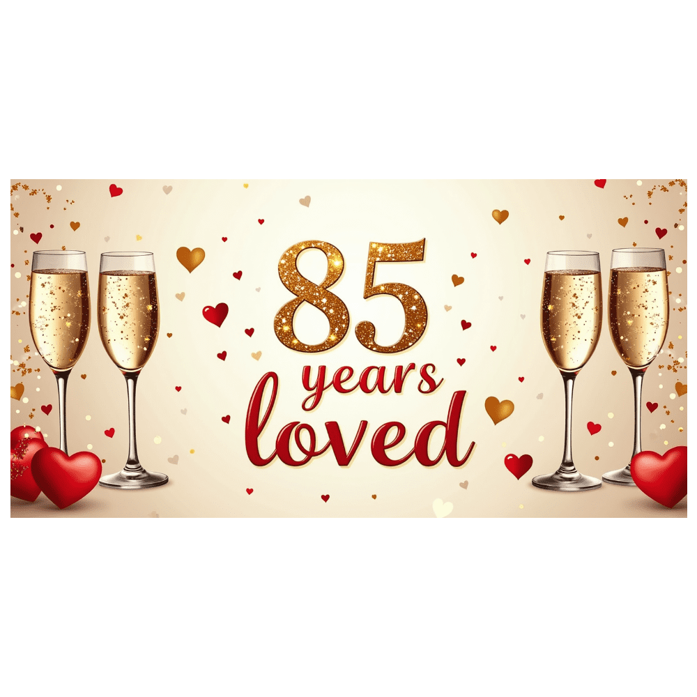 LUUFILx 85 Years Loved Backdrop Banner Birthday Decoration Elegant ...
