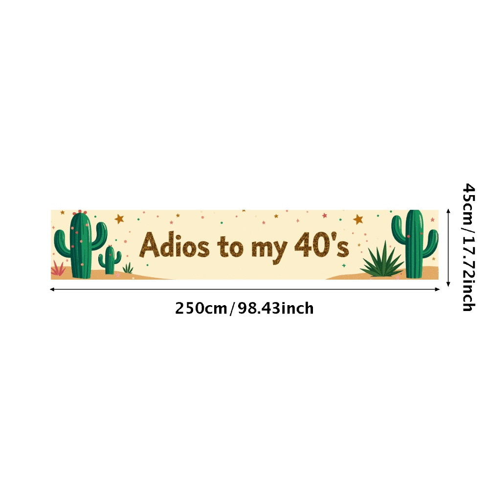 LUUFILx Adios to My 40's Backdrop Cactus Banner Party Supplies ...
