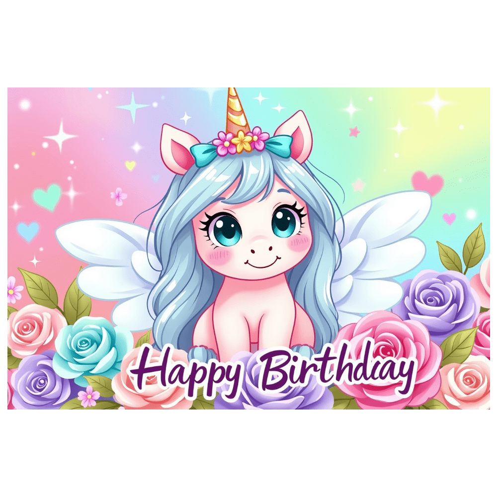 LUUFILx Adorable Unicorn Themed Happy Birthday Banner Background ...