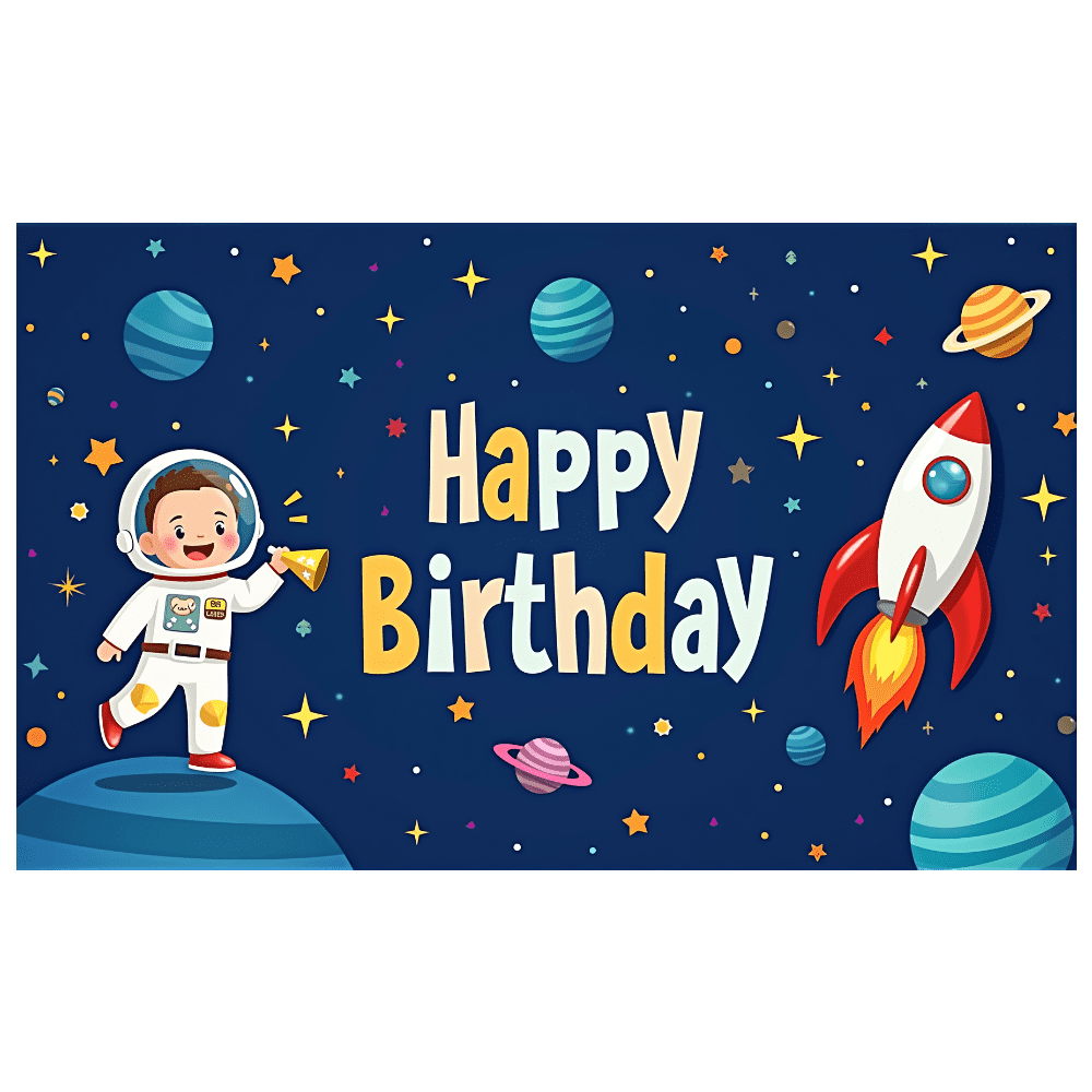 LUUFILx Astronaut Space Theme Happy Birthday Banner Party Backdrop ...